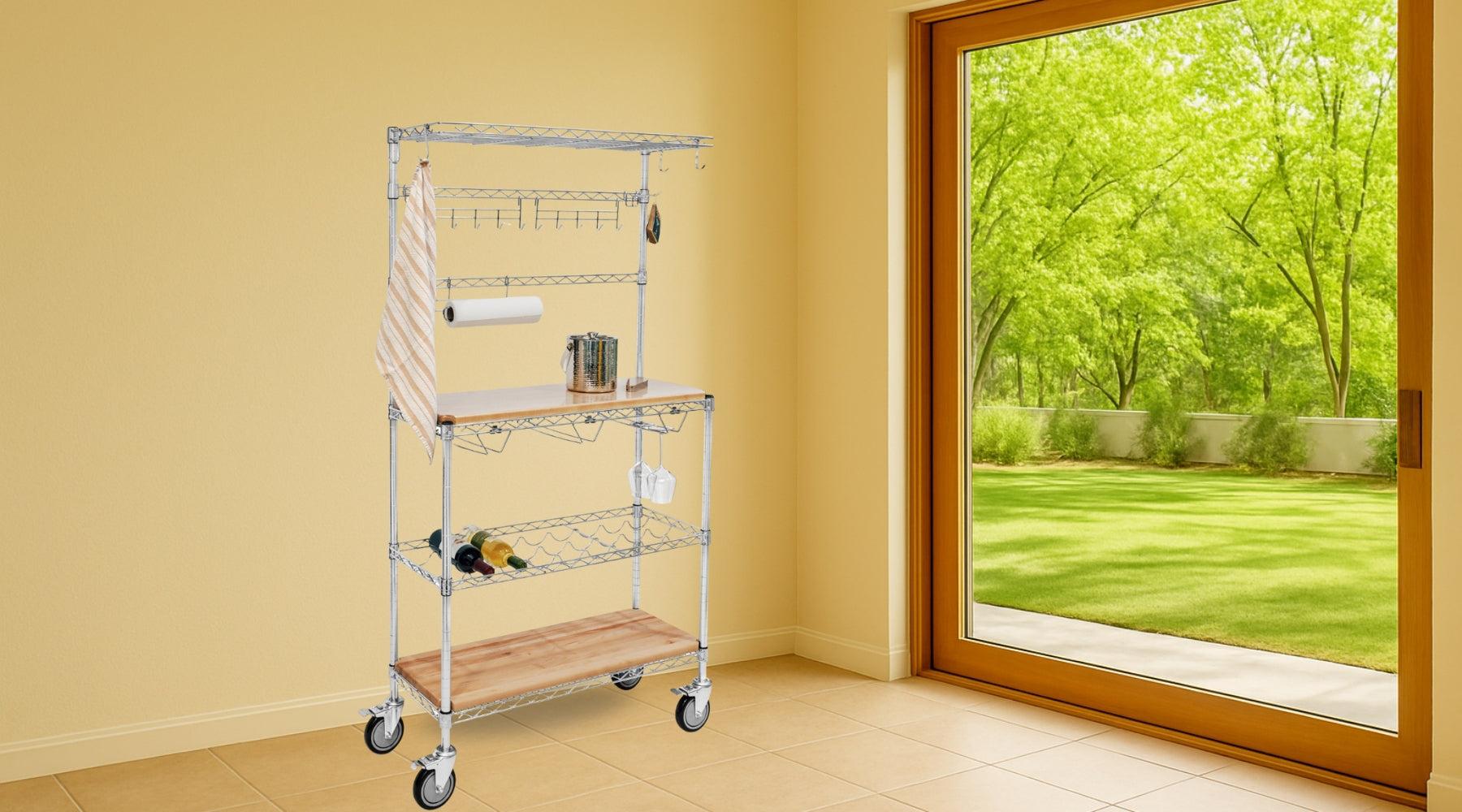Turn Stationary Wire Shelving Into Mobile Storage